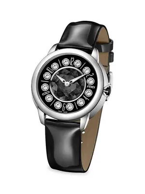Fendi Fendi Ishine Stainless Steel & Patent Leather-Strap Watch - Stainless Steel