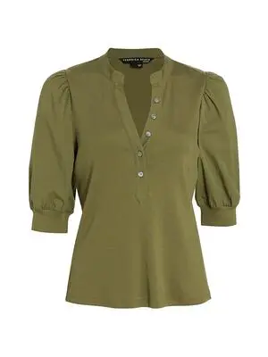 Veronica Beard Coralee Puff-sleeve Top Laurel