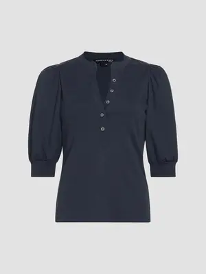 Veronica Beard Coralee Puff-sleeve Top - Navy
