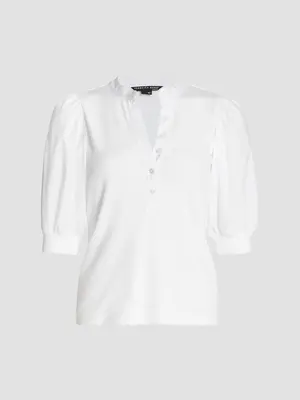 Veronica Beard Coralee Puff-sleeve Top - White