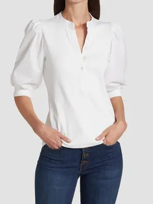 Veronica Beard Coralee Puff-sleeve Top - White