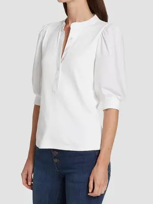 Veronica Beard Coralee Puff-sleeve Top - White