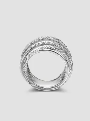 David Yurman Crossover Diamond & Sterling Wide Ring