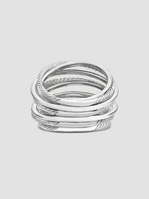 David Yurman Crossover Diamond & Sterling Wide Ring