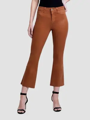 L'Agence Kendra High-rise Crop Flare Pants - Java Coated