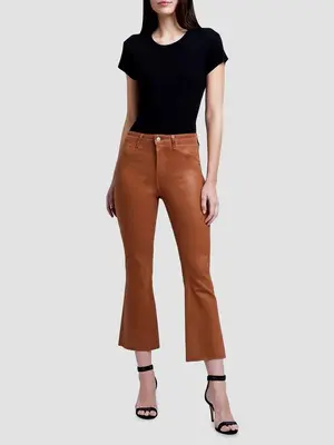 L'Agence Kendra High-rise Crop Flare Pants - Java Coated