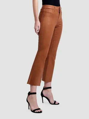 L'Agence Kendra High-rise Crop Flare Pants - Java Coated