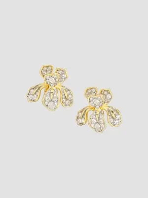 KENNETH JAY LANE 22k Goldplated Iris Pavé Flower Earrings