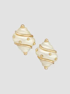 KENNETH JAY LANE Goldtone Faux Shell Clip-on Earrings - Pearl