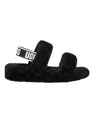 UGG Oh Yeah Sheepskin Slingback Slippers - Black