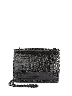 Saint Laurent Medium Monogram Sunset Leather Chain Satchel - Black
