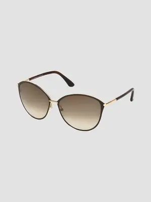 TOM FORD Penelope 59mm Polarized Lens Oversize Round Sunglasses - Gold