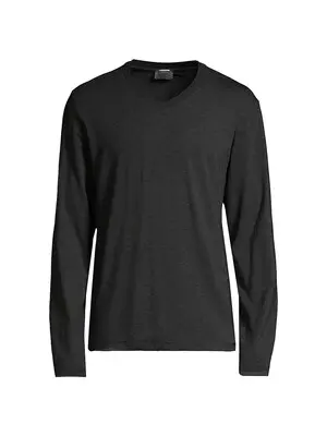 Hanro Casuals Long-sleeve V-neck T-shirt Caviar