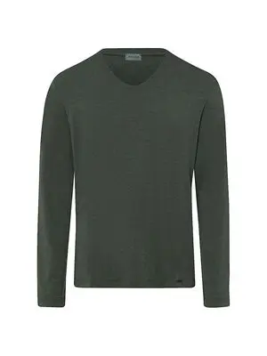 Hanro Casuals Long-sleeve V-neck T-shirt Eden Melange