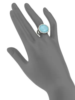 Ippolita Lollipop Medium Sterling Doublet & Diamond Ring - Silver Blue