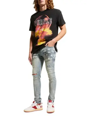 PURPLE BRAND Splatter Stretch Slim-fit Jeans