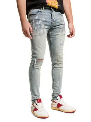 PURPLE BRAND Splatter Stretch Slim-fit Jeans