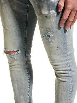 PURPLE BRAND Splatter Stretch Slim-fit Jeans