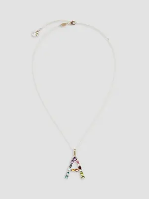 Dolce & Gabbana Rainbow Alphabet 18k Gold & Gemstone Initial Pendant Necklace A