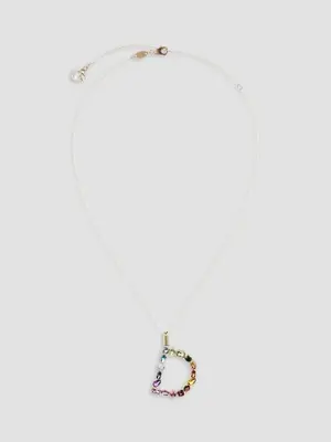 Dolce & Gabbana Rainbow Alphabet 18k Gold & Gemstone Initial Pendant Necklace D
