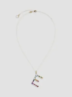 Dolce & Gabbana Rainbow Alphabet 18k Golemstone Initial Pendant Necklace - E
