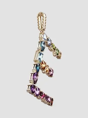 Dolce & Gabbana Rainbow Alphabet 18k Golemstone Initial Pendant Necklace - E