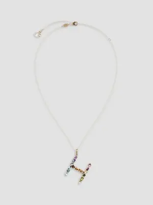 Dolce & Gabbana Rainbow Alphabet 18k Gold & Gemstone Initial Pendant Necklace H