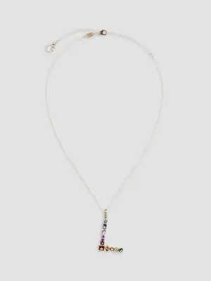 Dolce & Gabbana Rainbow Alphabet 18k Gold & Gemstone Initial Pendant Necklace L