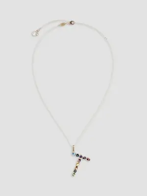 Dolce & Gabbana Rainbow Alphabet 18k Gold & Gemstone Initial Pendant Necklace T