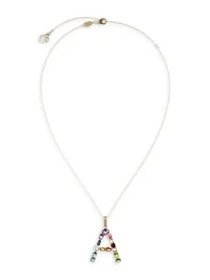Dolce & Gabbana Rainbow Alphabet 18k Gold & Gemstone Initial Pendant Necklace Yellow Gold