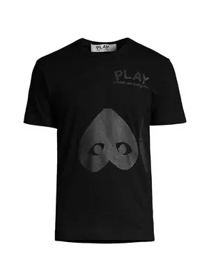 Play Comme Des Garcon Two Hearts Print Graphic Tee - Black