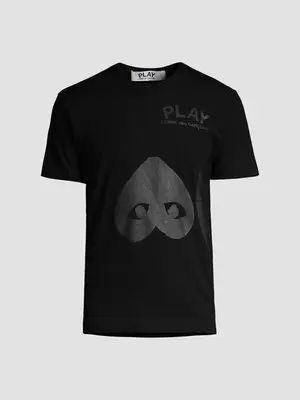 Play Comme Des Garcon Two Hearts Print Graphic Tee - Black