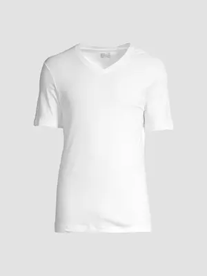 Hanro Sea Island Cotton V-neck Tee - White