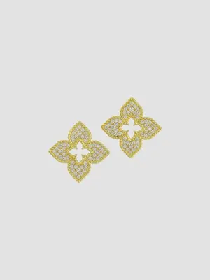 Roberto Coin Venetian Princess 18k & Diamond Stud Earrings - Gold
