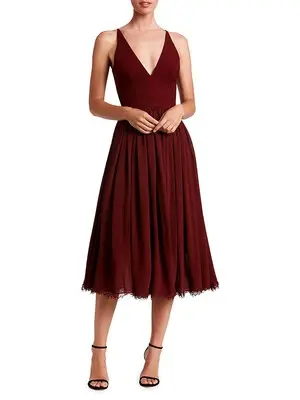 Dress The Population Alicia Chiffon Fit & Flare Dress - Burgundy