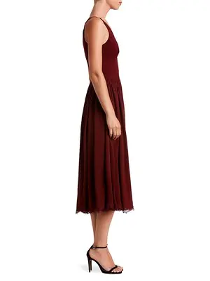 Dress The Population Alicia Chiffon Fit & Flare Dress - Burgundy