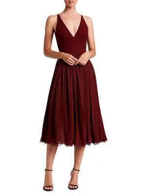 Dress The Population Alicia Chiffon Fit & Flare Dress - Burgundy