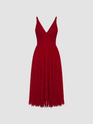 Dress The Population Alicia Chiffon Fit & Flare Dress - Garnet