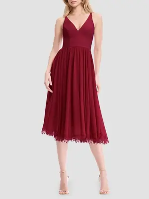 Dress The Population Alicia Chiffon Fit & Flare Dress - Garnet