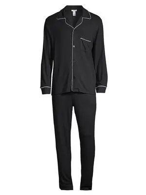 Eberjey William 2-piece Piped Pajama Set Black