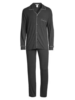 Eberjey William 2-piece Piped Pajama Set Charcoal Heather