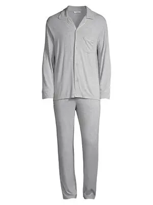 Eberjey William 2-piece Piped Pajama Set Heather Grey Ivory