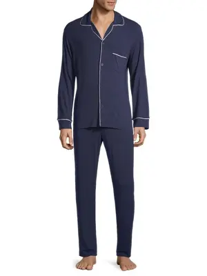 Eberjey William 2-piece Piped Pajama Set - True Navy