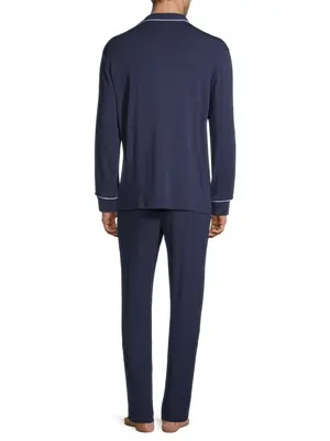 Eberjey William 2-piece Piped Pajama Set - True Navy