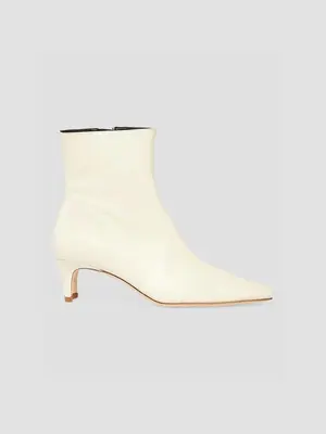 Staud Wally Leather Ankle Boots - Cream
