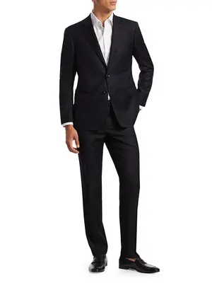 Giorgio Armani Soft Basic Wool Two-button Slim-fit Blazer - Black