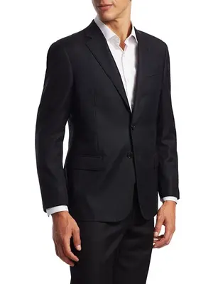 Giorgio Armani Soft Basic Wool Two-button Slim-fit Blazer - Black