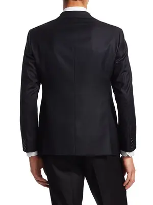 Giorgio Armani Soft Basic Wool Two-button Slim-fit Blazer - Black