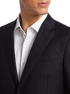 Giorgio Armani Soft Basic Wool Two-button Slim-fit Blazer - Black