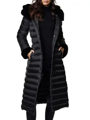 Dawn Levy Lexie Fur Longline Puffer Coat - Black